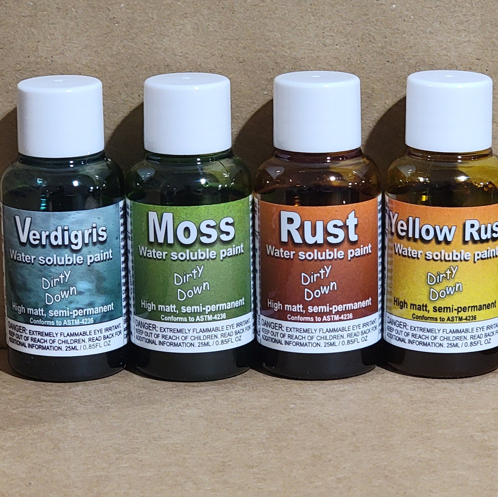 Dirty Down 4 pack. Rust, Moss, Verdigris and Yellow Rust | Goblin's Hut